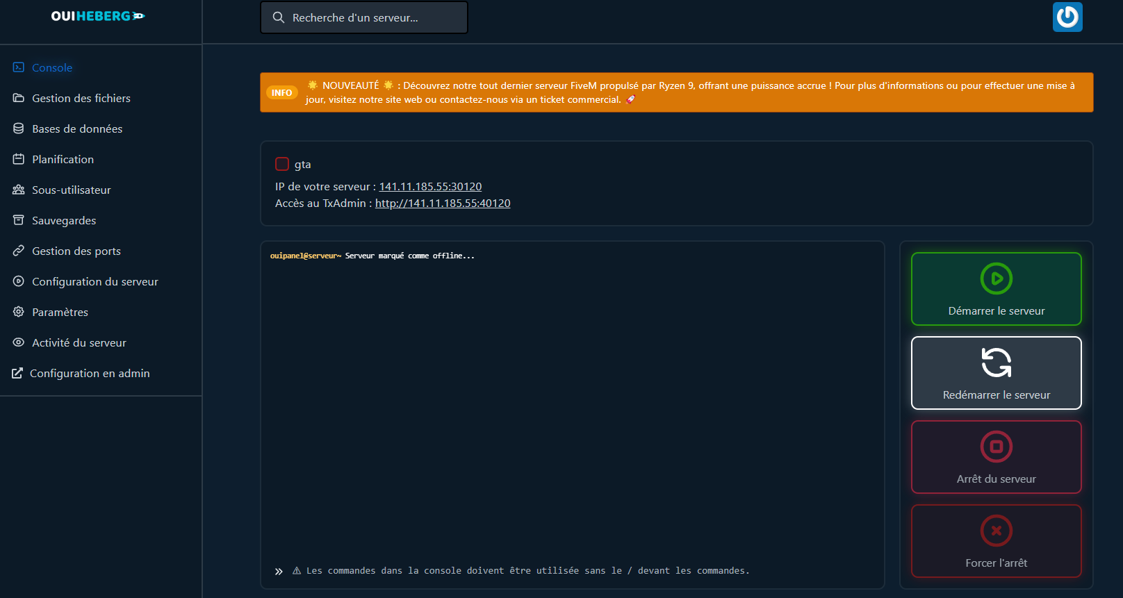 Hébergeur FiveM | Anti-DDoS inclus | Joueurs non limités